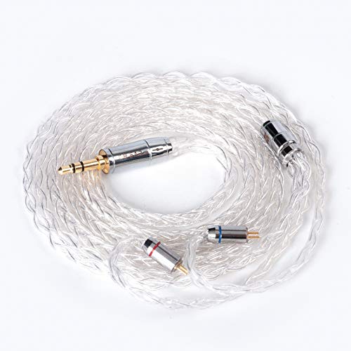 8 Core Silver Earphone Cable 2pin 0.78mm Replacement Cable with 3.5mm Headphone Cable Plug for ES4 ZST ZSN ZS3 ZSR C10 C04 CA4 AS10 ZS10 C12 C16 V80 V90 KB06(2pins 3.5mm)