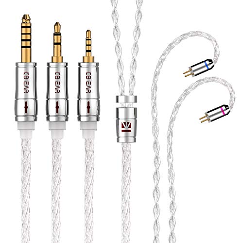 8 Core Silver Earphone Cable 2pin 0.78mm Replacement Cable with 3.5mm Headphone Cable Plug for ES4 ZST ZSN ZS3 ZSR C10 C04 CA4 AS10 ZS10 C12 C16 V80 V90 KB06(2pins 3.5mm)