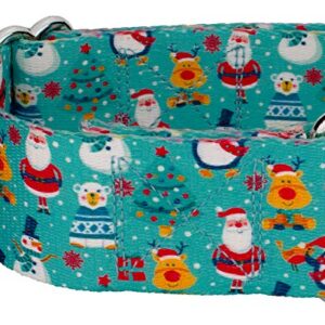 Country Brook Design - Santa and Friends Christmas Dog Collar with 11 Festive Patterns - 1 1/2 Inch Martingale Collection (1 1/2 Inch, Large)