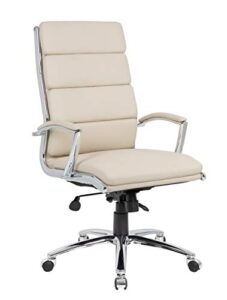 boss office products executive caressoftplus chair with metal chrome finish (b9471-bg), beige