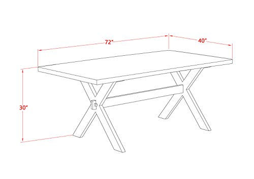 East West Furniture X677EL635-7 7-Piece Dining Table Set - Dining Table Rectangular Top and 6 Parson Dining Chairs Padded Seat and Back (Distressed Espresso & Wire Brushed Black Finish)