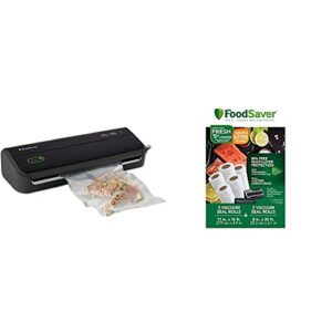 foodsaver fm2000 vacuum sealer machine with starter bags & rolls | safety certified | black - fm2000-ffp & 8" and 11" vacuum seal rolls multipack | make custom-sized bpa-free vacuum sealer bags