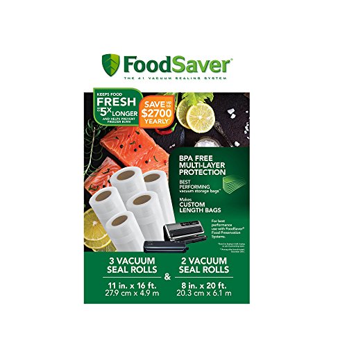 FoodSaver FM2000 Vacuum Sealer Machine with Starter Bags & Rolls | Safety Certified | Black - FM2000-FFP & 8" and 11" Vacuum Seal Rolls Multipack | Make Custom-Sized BPA-Free Vacuum Sealer Bags