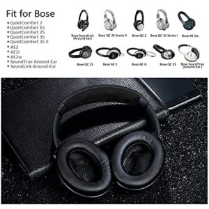 QC45 Replacement Ear Pad Cushions Compatible with Bose QuietComfort 15 QC15 QC25 QC35 QC35II QC45 AE2 AE2i AE2W SoundTrue SoundLink Headphones(Black)