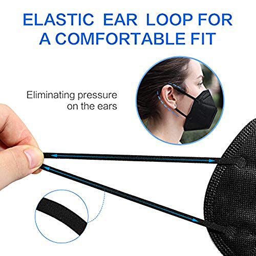 ApePal 30PCS 5-Layer Disposable KN95 Face Masks Wide Elastic Ear Loops Masks,(White,Black,Grey)