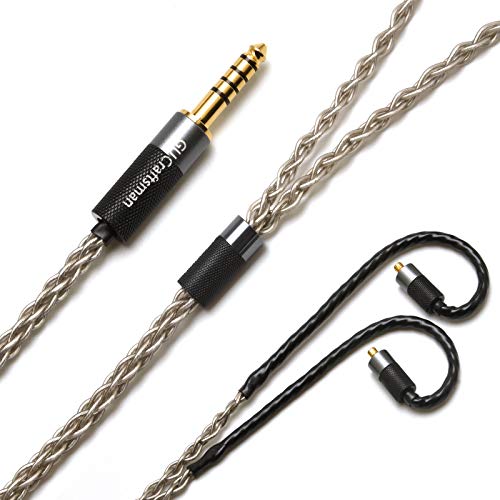 GUCraftsman MMCX 6N Single Crystal Silver 2.5mm/4.4mm Balance Earphone Upgrade Cable for SHURE SE846 SE535 Xelento Remote t8ie t9ie UE900S IT04 DK4001 W60 Andromeda Vega JVC FW001 FW002 (4.4mm Plug)