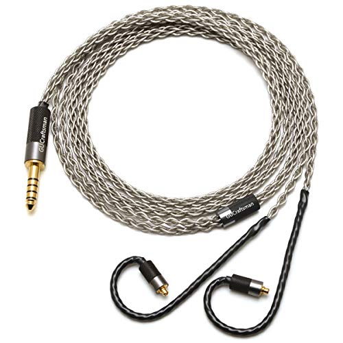 GUCraftsman MMCX 6N Single Crystal Silver 2.5mm/4.4mm Balance Earphone Upgrade Cable for SHURE SE846 SE535 Xelento Remote t8ie t9ie UE900S IT04 DK4001 W60 Andromeda Vega JVC FW001 FW002 (4.4mm Plug)