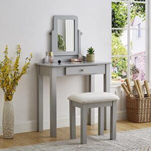 GTU Furniture Transitional Vanity Set with Mirror Stool (Silver)