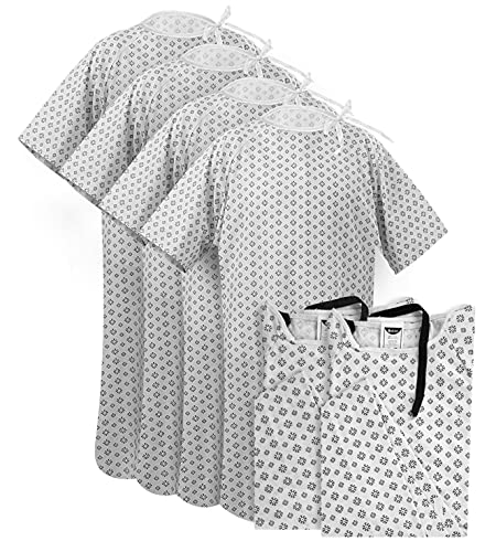 Oakias Patient Gowns 6 Pack – Unisex Cotton Blend Hospital Gown – 45” Long and 61” Wide – Fits Comfortably up to 2XL