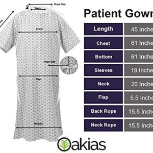 Oakias Patient Gowns 6 Pack – Unisex Cotton Blend Hospital Gown – 45” Long and 61” Wide – Fits Comfortably up to 2XL