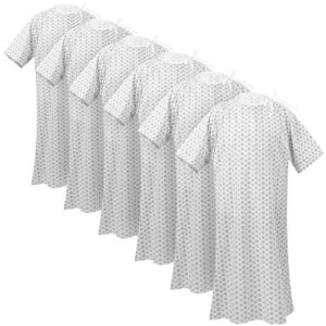 Oakias Patient Gowns 6 Pack – Unisex Cotton Blend Hospital Gown – 45” Long and 61” Wide – Fits Comfortably up to 2XL