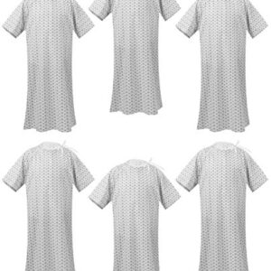 Oakias Patient Gowns 6 Pack – Unisex Cotton Blend Hospital Gown – 45” Long and 61” Wide – Fits Comfortably up to 2XL