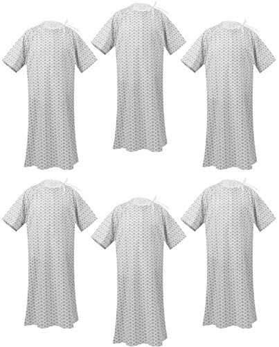 Oakias Patient Gowns 6 Pack – Unisex Cotton Blend Hospital Gown – 45” Long and 61” Wide – Fits Comfortably up to 2XL