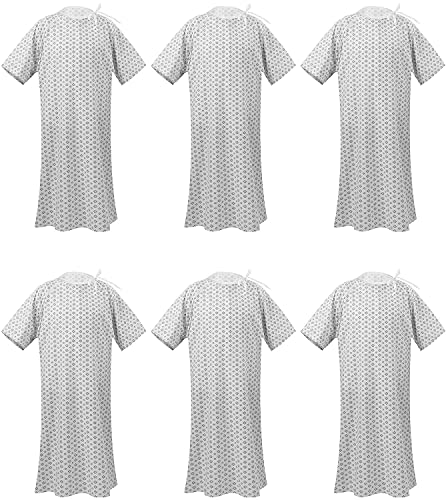 Oakias Patient Gowns 6 Pack – Unisex Cotton Blend Hospital Gown – 45” Long and 61” Wide – Fits Comfortably up to 2XL