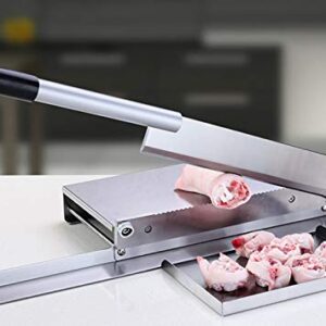 Moongiantgo Manual Meat Bone Cutter Rib Slicer Heavy Duty Chicken Cutting Machine with 16 Inch Knife SUS Bone Chopper for Beef Goat Pig Fish Butcher Commercial Kitchen (KD0298)