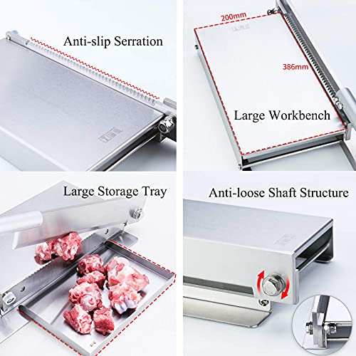 Moongiantgo Manual Meat Bone Cutter Rib Slicer Heavy Duty Chicken Cutting Machine with 16 Inch Knife SUS Bone Chopper for Beef Goat Pig Fish Butcher Commercial Kitchen (KD0298)