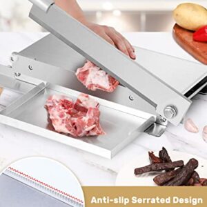 Moongiantgo Manual Meat Bone Cutter Rib Slicer Heavy Duty Chicken Cutting Machine with 16 Inch Knife SUS Bone Chopper for Beef Goat Pig Fish Butcher Commercial Kitchen (KD0298)