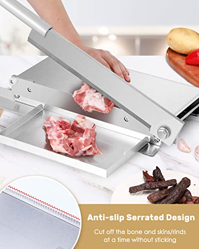 Moongiantgo Manual Meat Bone Cutter Rib Slicer Heavy Duty Chicken Cutting Machine with 16 Inch Knife SUS Bone Chopper for Beef Goat Pig Fish Butcher Commercial Kitchen (KD0298)