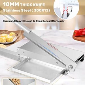 Moongiantgo Manual Meat Bone Cutter Rib Slicer Heavy Duty Chicken Cutting Machine with 16 Inch Knife SUS Bone Chopper for Beef Goat Pig Fish Butcher Commercial Kitchen (KD0298)