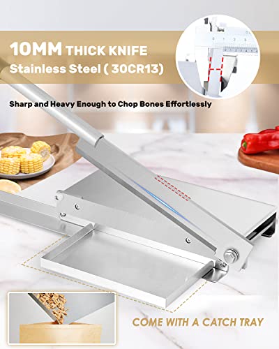 Moongiantgo Manual Meat Bone Cutter Rib Slicer Heavy Duty Chicken Cutting Machine with 16 Inch Knife SUS Bone Chopper for Beef Goat Pig Fish Butcher Commercial Kitchen (KD0298)