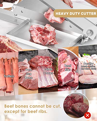 Moongiantgo Manual Meat Bone Cutter Rib Slicer Heavy Duty Chicken Cutting Machine with 16 Inch Knife SUS Bone Chopper for Beef Goat Pig Fish Butcher Commercial Kitchen (KD0298)