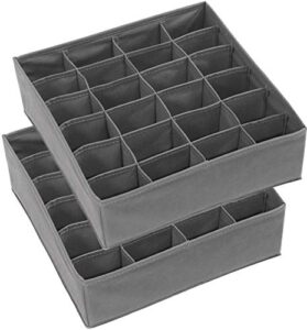 simple houseware 2 pack closet socks organizer, 24 cell drawer divider, dark grey