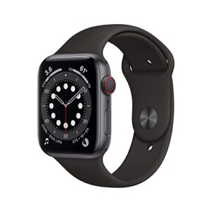 apple watch series 6 (gps + cellular, 44mm) - space gray aluminum case with black sport band (renewed)