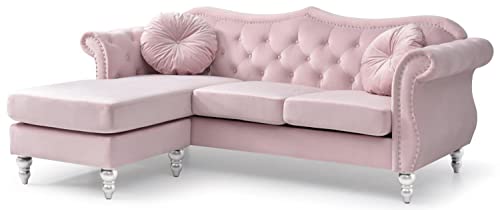 Glory Furniture Hollywood Reversible Sectional, Pink