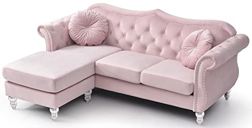 Glory Furniture Hollywood Reversible Sectional, Pink