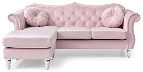 Glory Furniture Hollywood Reversible Sectional, Pink