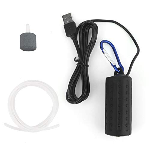 Aquarium USB Air Pump, Handsandrais Ultra Durable and Quiet Fish Tank Air Pumps, Mini USB Nano Pump with Energy Saving - Black