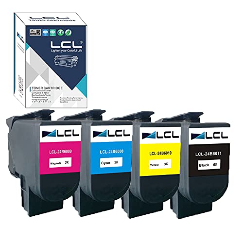 LCL Compatible Toner Cartridge Replacement for Lexmark 24B6011 24B6008 24B6009 24B6010 XC2130 C2132 (Black Cyan Magenta Yellow 4-Pack)