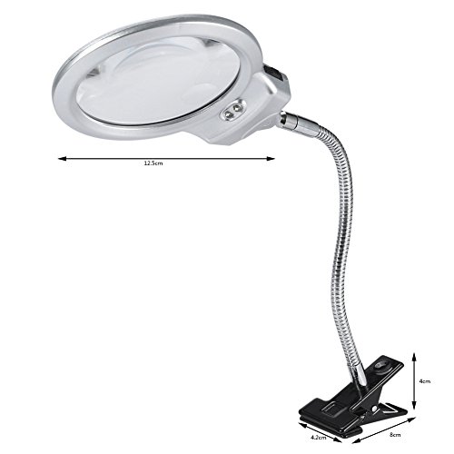 2 LED Lights 18inch Length Lighted Desk Magnifier, Durable Table Top Magnifier, for Maps Newspapers Stamps Reading Reading Magnifier