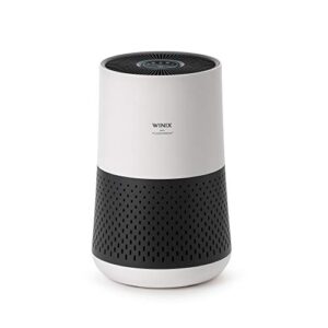 winix a231 tower h13 true hepa 4-stage air purifier, perfect for home office, home classroom, bedroom and nursery, white and charcoal grey small