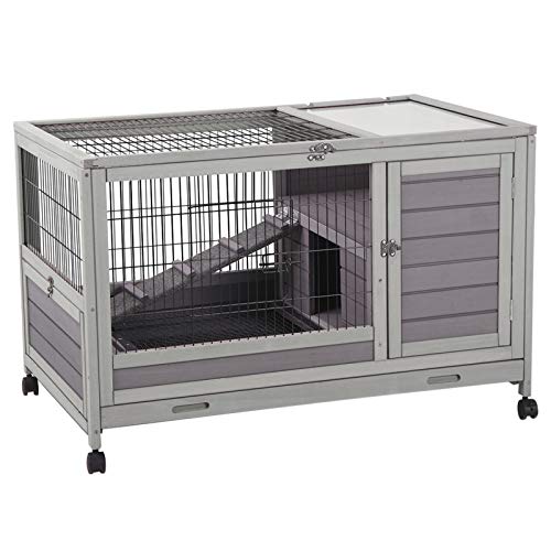 GUTINNEEN Rabbit Cage Indoor Outdoor Bunny Hutch for Hamster Ferret and Other Small Animals Guinea Pig Habitats with Wire Bottom Netting Above The Pull Out Tray