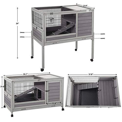 GUTINNEEN Rabbit Cage Indoor Outdoor Bunny Hutch for Hamster Ferret and Other Small Animals Guinea Pig Habitats with Wire Bottom Netting Above The Pull Out Tray