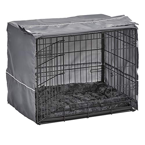 New World Double Door Dog Crate Kit Includes One Two-Door Crate, Matching Gray Bed & Gray Crate Cover, 24-Inch Kit Ideal for Small Dog Breeds