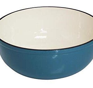 Mirro MIR-19063 4.8 Quart Cast Iron White Enamel Coated Interior Dutch Oven, Teal, Ready to Use