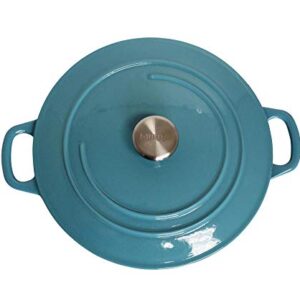 Mirro MIR-19063 4.8 Quart Cast Iron White Enamel Coated Interior Dutch Oven, Teal, Ready to Use