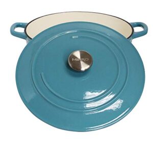 Mirro MIR-19063 4.8 Quart Cast Iron White Enamel Coated Interior Dutch Oven, Teal, Ready to Use