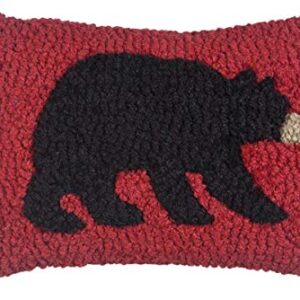 Chandler 4 Corners Artist-Designed Black Bear Hand-Hooked Wool Decorative Petite Throw Pillow (8” x 12”)