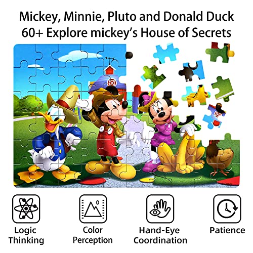 NEILDEN Disney Mickey Mouse Puzzles in a Metal Box 60 Piece for Kids Ages 4-8 Jigsaws Puzzles Girls Boys Great Gifts for Children (Mickey Mouse)