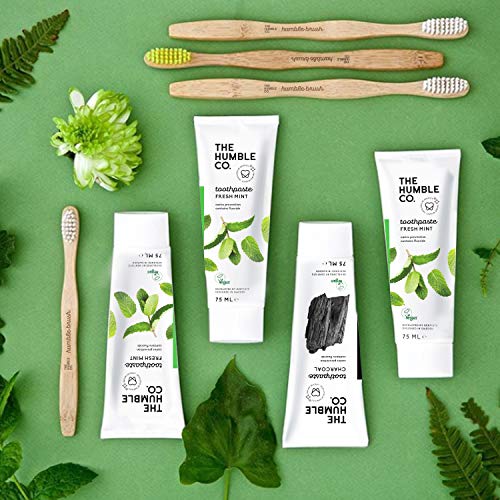 The Humble Co. Bamboo Toothbrushes (5pk) – Sustainable, Eco-Friendly Natural Toothbrush for Superior Oral Care, Dental Hygiene, and Gum Care, BPA Free (Kids Ultra Soft Bristles)