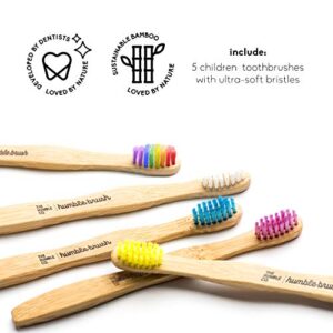 The Humble Co. Bamboo Toothbrushes (5pk) – Sustainable, Eco-Friendly Natural Toothbrush for Superior Oral Care, Dental Hygiene, and Gum Care, BPA Free (Kids Ultra Soft Bristles)