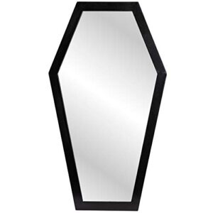 gothic curiosities large coffin mirror - 21 inch gothic decor for bedroom or bathroom - hooks and hardware included, ready to hang - pair with coffin shelf