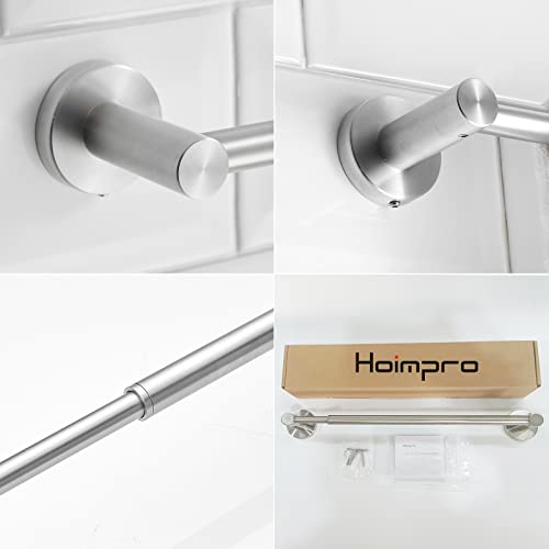 Hoimpro Adjustable 15.2 to 27.8 Inch Single Towel Bar for Bathroom, Expandable SUS304 Stainless Steel Bath Towel Holder, Wall Mount with Screws Towel Bar Rod Hotel Style, Brushed Nickel