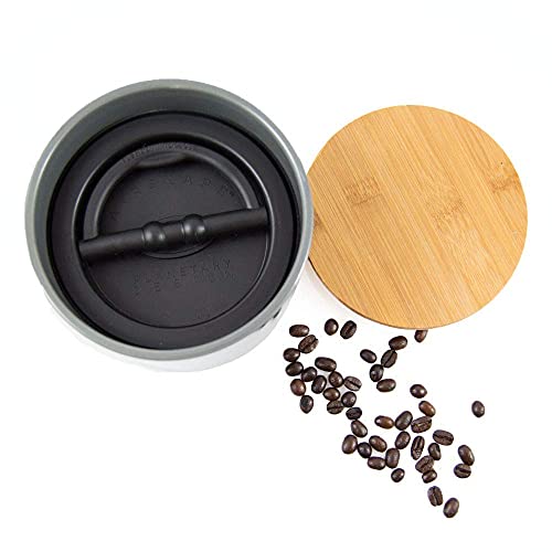 Airscape Ceramic Coffee and Food Storage Canister & Scoop Bundle - Patented Airtight Inner Lid Preserves Food Freshness - Glazed Ceramic Container with Bamboo Top (Small, Cobalt Blue & Scoop)