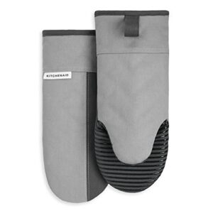 kitchenaid beacon two-tone non-slip oven mitt set, cool grey/frost grey, 5.75"x13", 2 piece