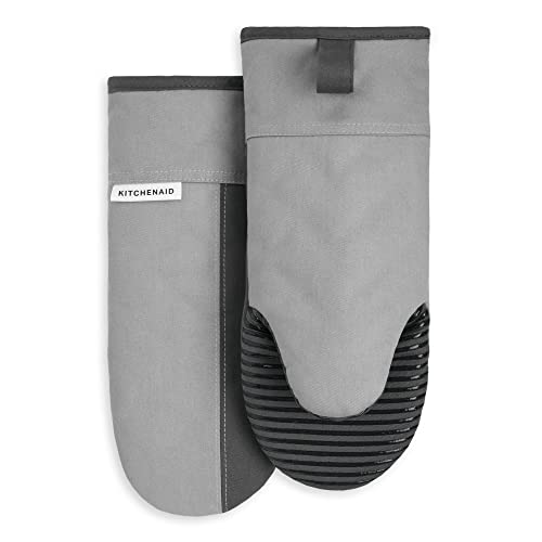 KitchenAid Beacon Two-Tone Non-Slip Oven Mitt Set, Cool Grey/Frost Grey, 5.75"x13", 2 Piece