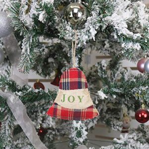 OWUYUXI 16 Pcs Burlap Christmas Ornaments 2020 Set, Funny Unique Mini Christmas Tree Ornaments Bulk, Rustic Christmas Decorations Clearance Decor, Small Red Plaid Christmas Stockings/Ball/Tree/Bell